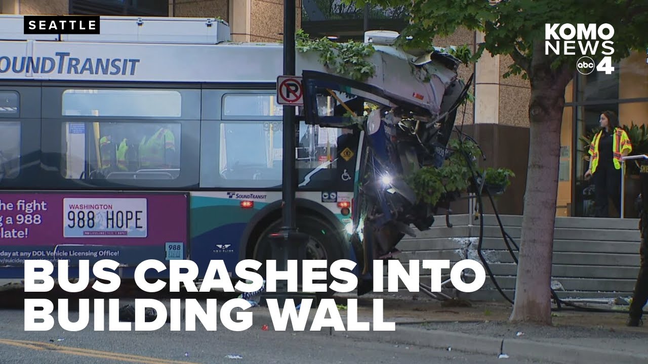 Sound Transit bus crashes into retaining wall in Seattle - YouTube