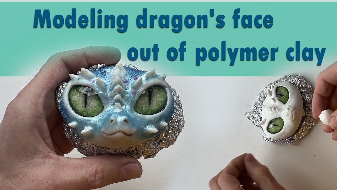 How to make a dragon's face out of polymer clay. Cute dragon molding ...