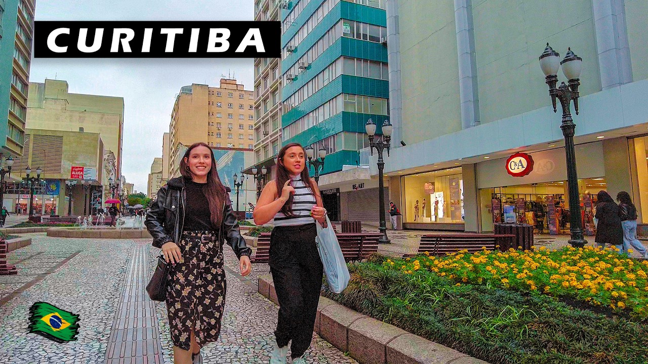 Walking in Downtown Curitiba — On a Fine Drizzle Day — Paraná 🇧🇷 Brazil ...