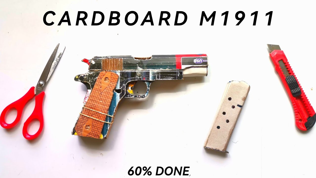 Cardboard M1911 build update #3 (paper gun) - YouTube