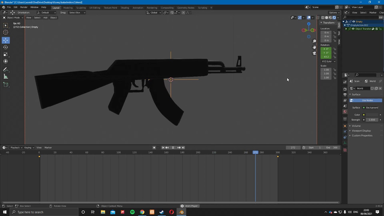 360 Rotation of AK-47 Blender Model - YouTube