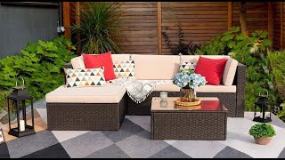 Devoko 5 Pieces Patio Furniture Sets All Weather Outdoor Sectional Sofa Review, So comfy and great
