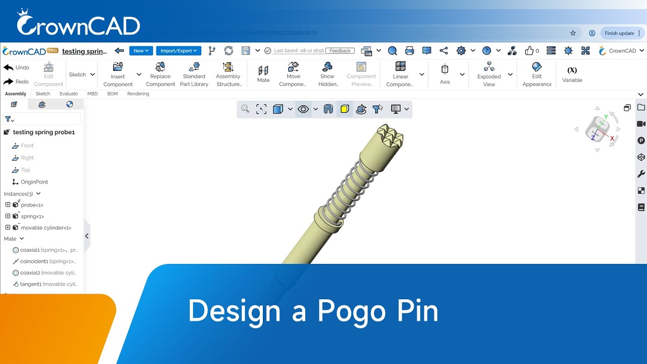 How to Design a Pogo Pin with CrownCAD - YouTube