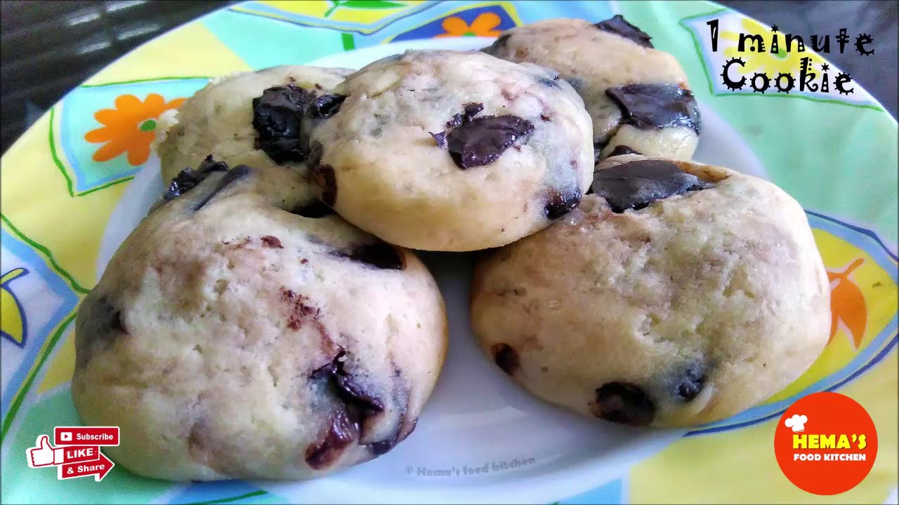 1 Minute Cookies | Biscuit/ Cookie Recipe | Hema's Food Kitchen - YouTube