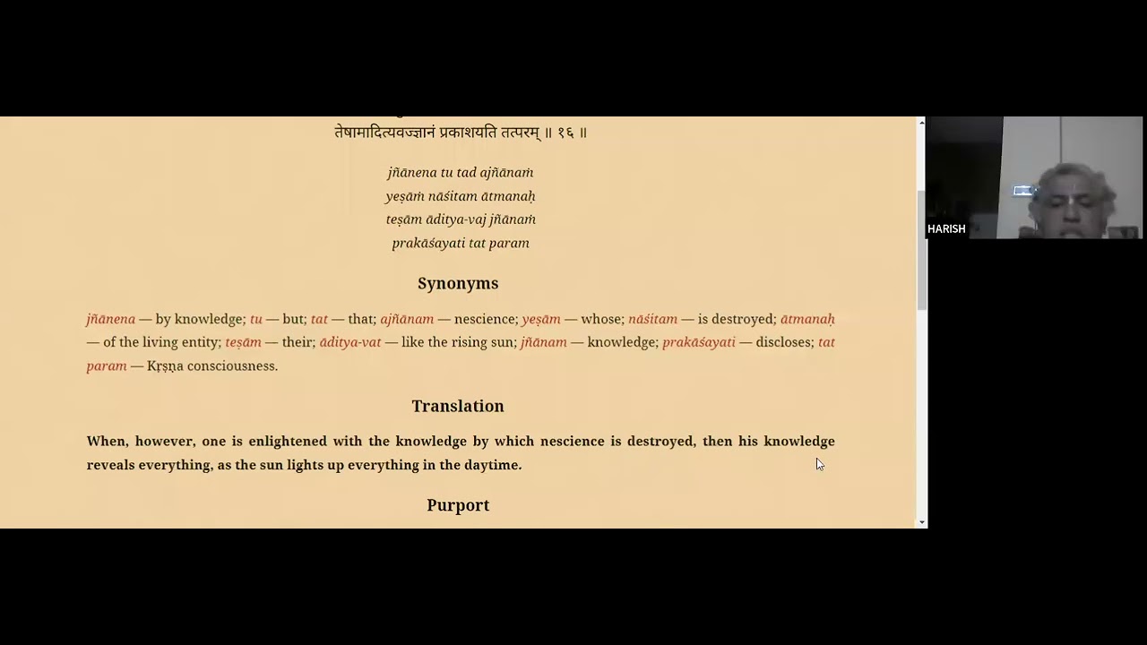 Bhagavad Gita Chapter 5 Sloka 16, Sloka Recitation Practice Class By HG ...