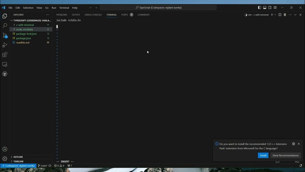 Writing Code in C Language using Terminal #clanguage #coding - YouTube