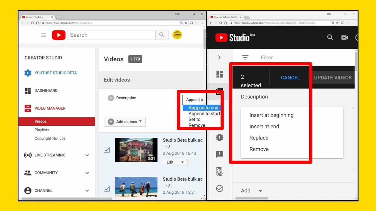 YouTube Studio Beta Bulk Actions Just Released - YouTube