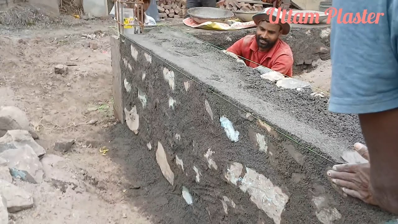 Masonry Stone Wall Basement build on Compound Wall_Techniques of ...