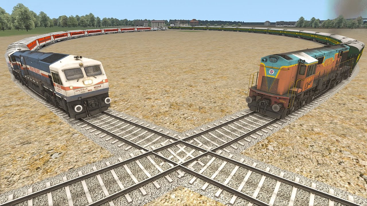 Two Diesel Trains Crossing each other at Same Track | Amazing Railway ...