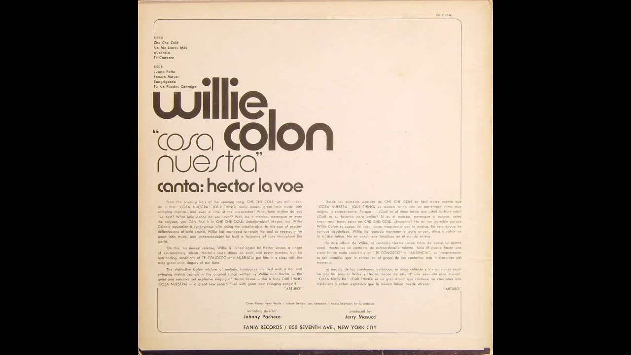Che che colé | Willie Colón canta Héctor Lavoe - YouTube