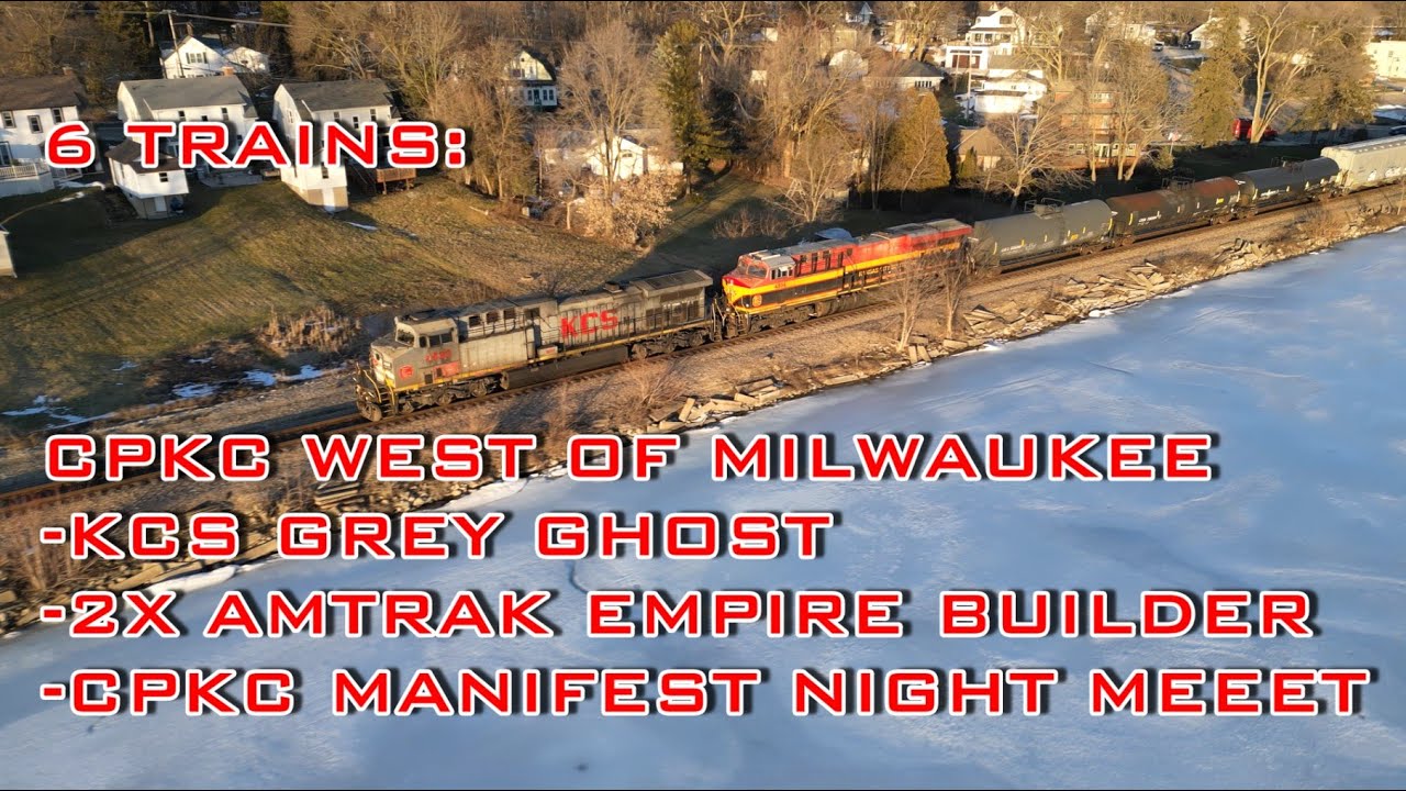 CPKC Pewaukee, WI Six Trains Sunny Sunday: KCS Grey Ghost 2 Amtrak ...