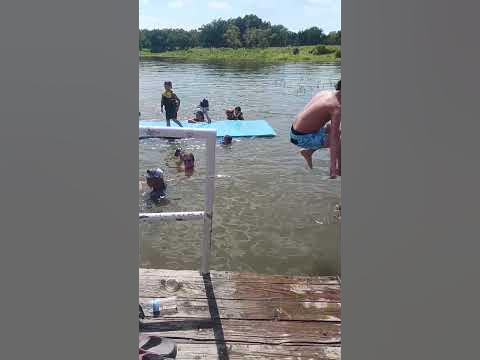 Gabe jumping off the dock. - YouTube