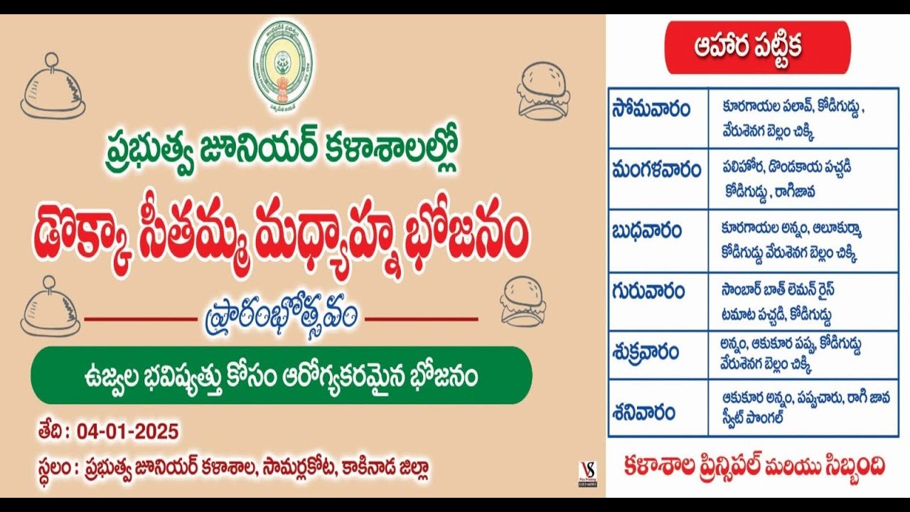 Inauguration of Dokka Seethamma Mid Day Meals by Honbl'e MLA Sri ...
