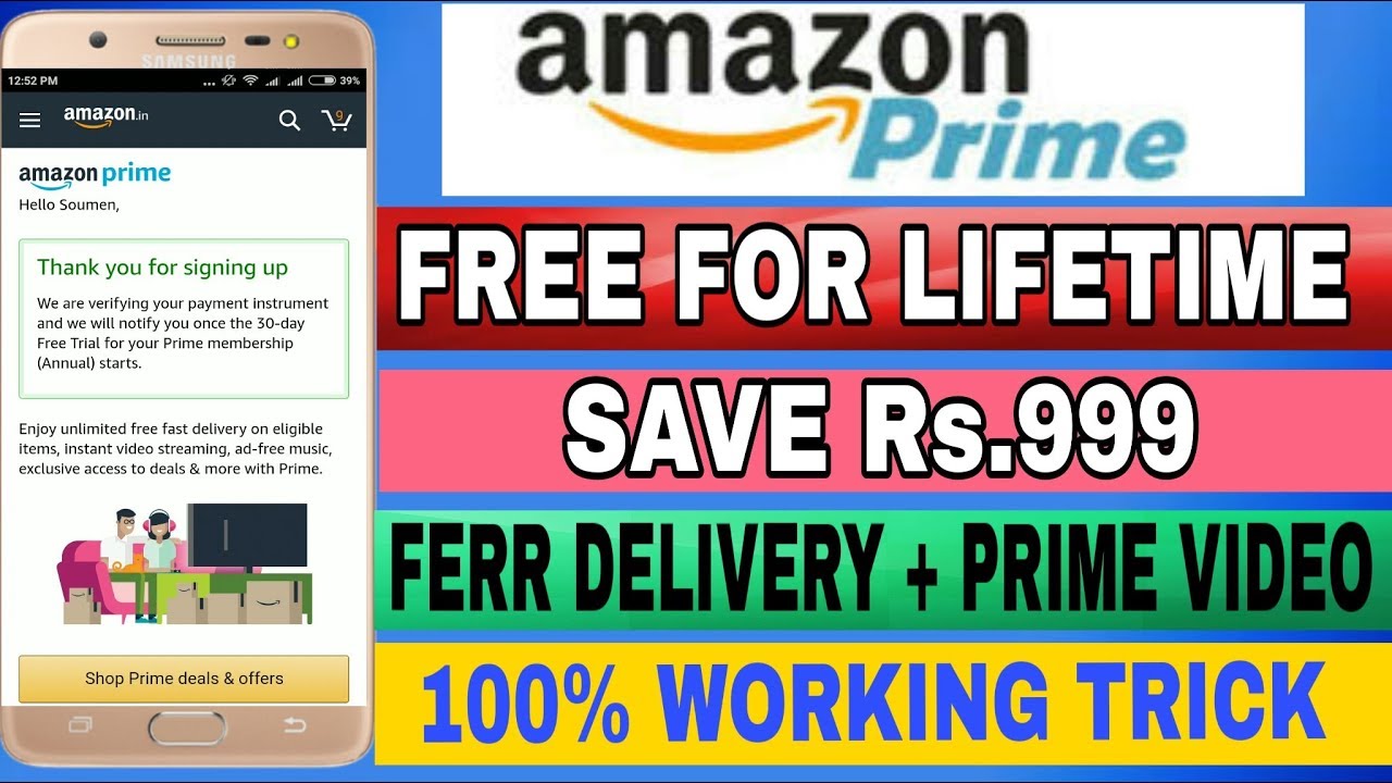 Free Amazon Prime Membership For Life Time || Seve Rs.999 || Enjoy Free ...