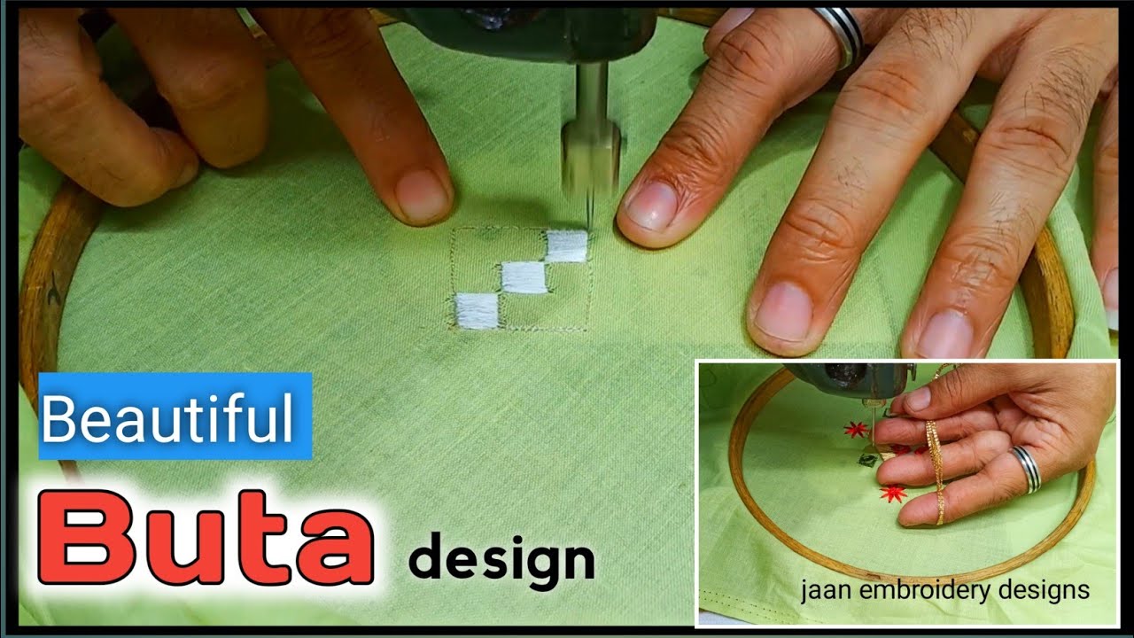 Cute embroidery buta design- kurti design - saree design - machine ...