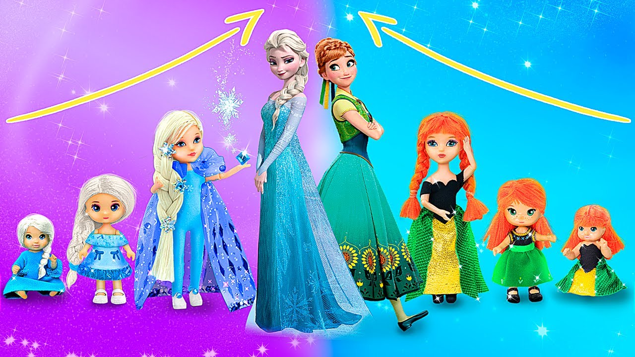 Elsa and Anna Growing Up / 37 Frozen DIYs for Dolls - YouTube