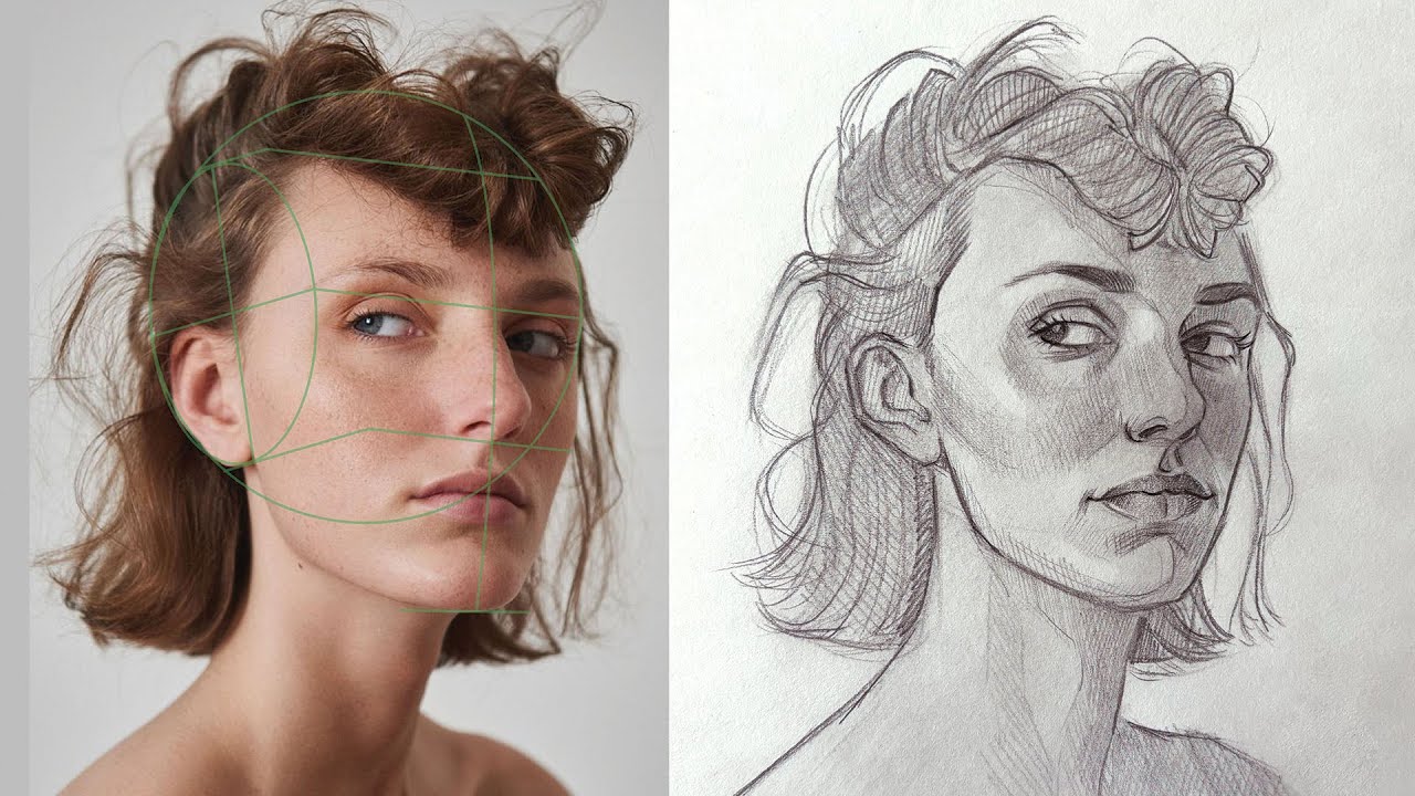 Loomis Method Portrait Drawing - Timelapse - YouTube