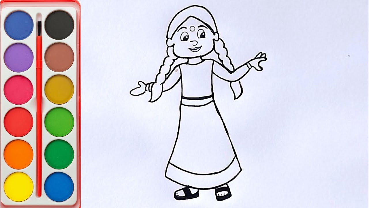 how to draw chutki easily// drawing and painting of chutki// - YouTube
