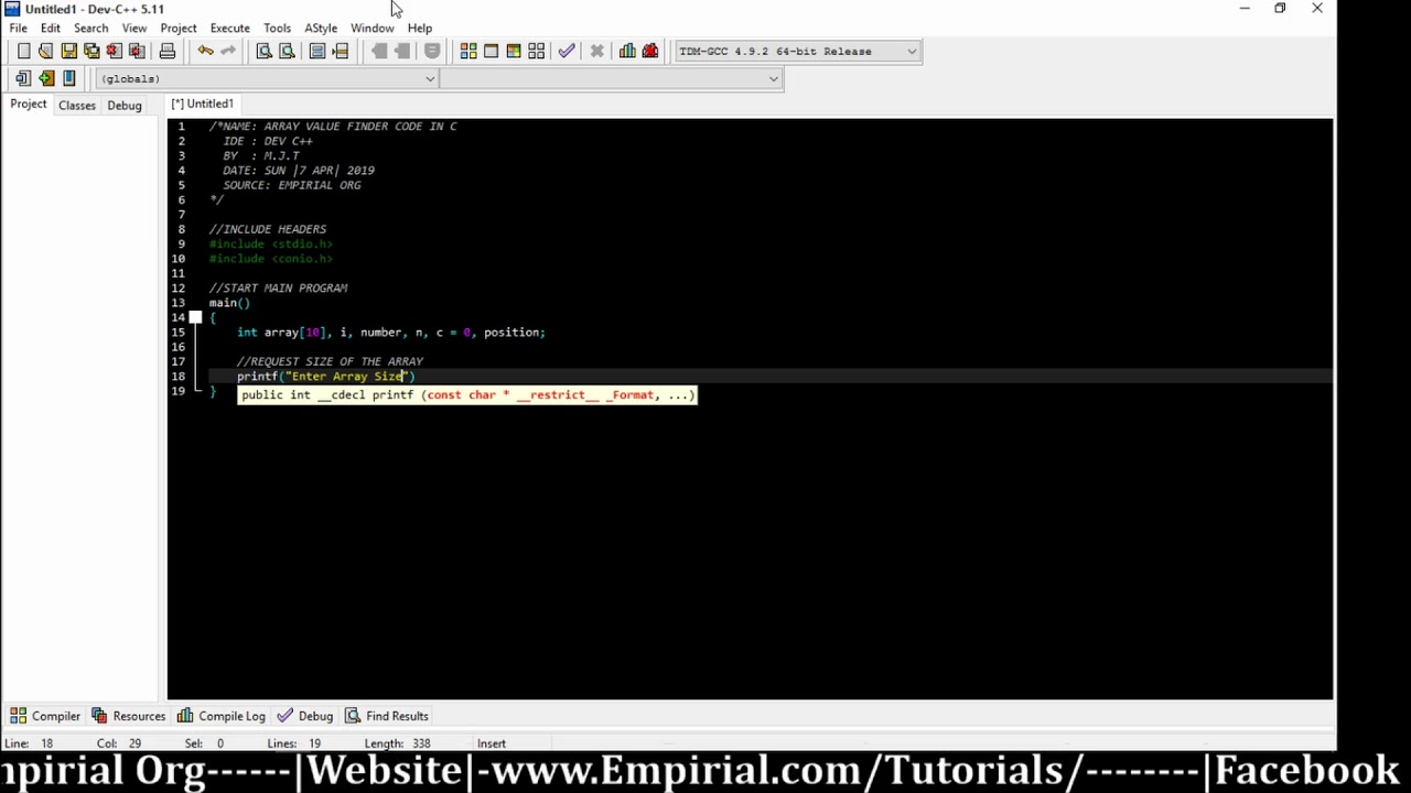 How to write an ARRAY NUMBER FINDER code in C++ using DEV C++ - YouTube