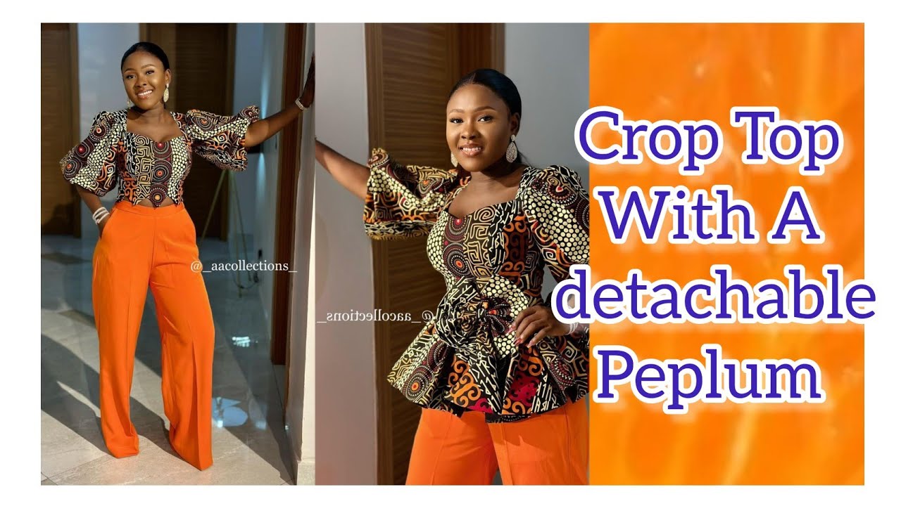 How To Sew A Crop top With A detachable Peplum ||Queen Ann Neckline ...