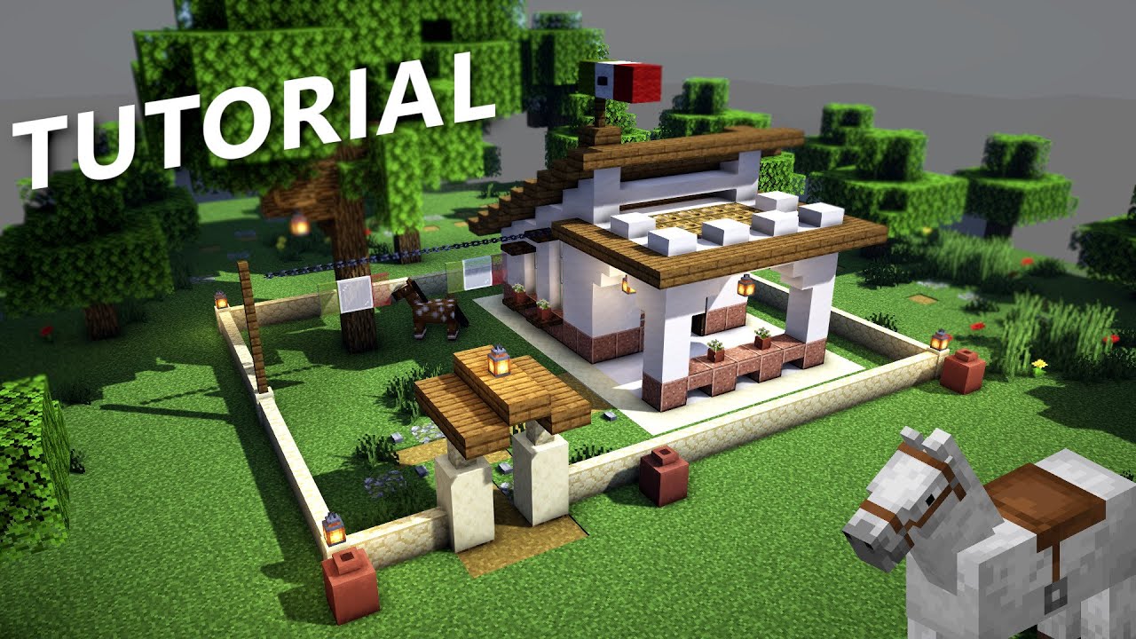 Tutorial mini hacienda en minecraft sin comentarios | cómo hacer una casa pequeña - YouTube