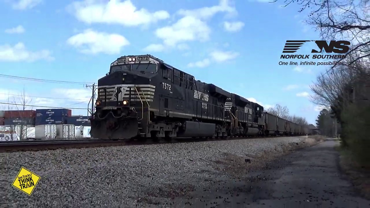 NS 7572 (GE ES44DC) leads NS Hopper train - YouTube