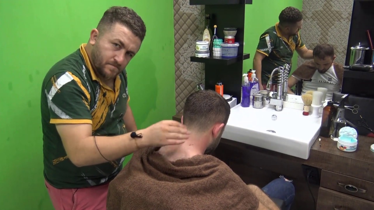ASMR TURKISH BARBER MASSAGE= NECK,ELBOW, CRACK=EAR BURN=head,back,arm ...