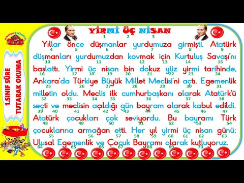 1.Sınıf Süre Tutarak Okuma Çalışması -29 I 23 NİSAN I 70  Kelime