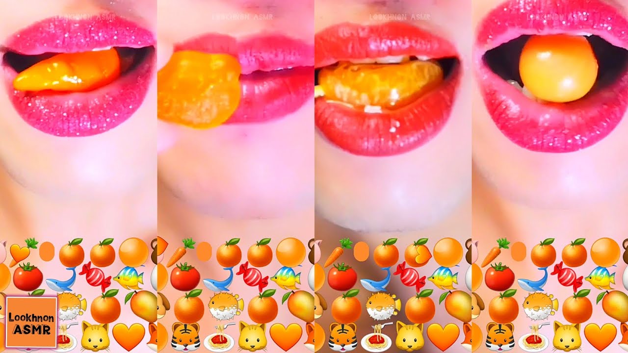 asmr eating ORANGE FOOD 🟠🥕🍊🧡 emoji food challenge กินตามอิโมจิอาหารสี ...