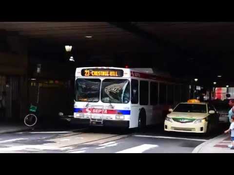 SEPTA Route 23 bus leaving Arch St & 11th St. (loud engine) - YouTube