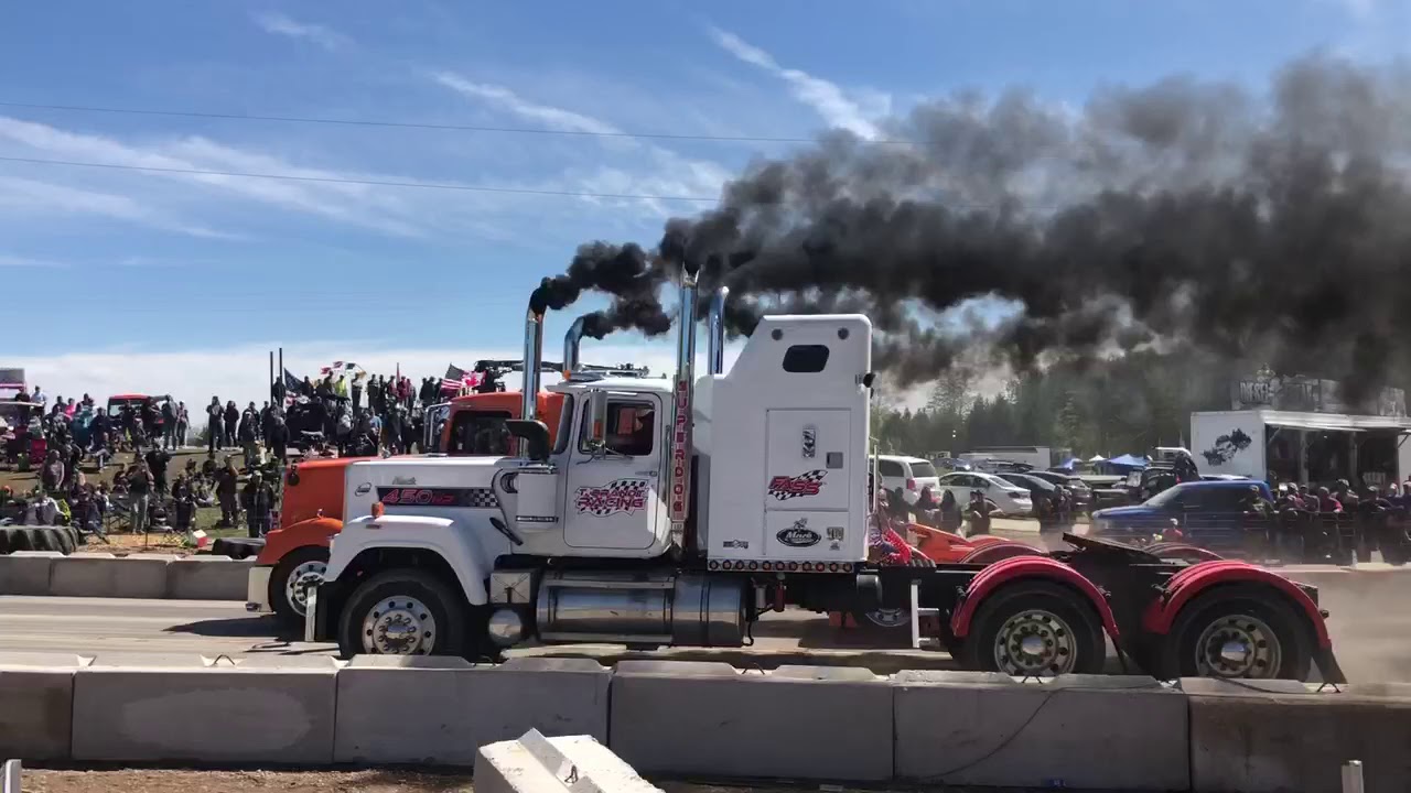 Semi drags with video car Onaway Big Rig Challenge - YouTube