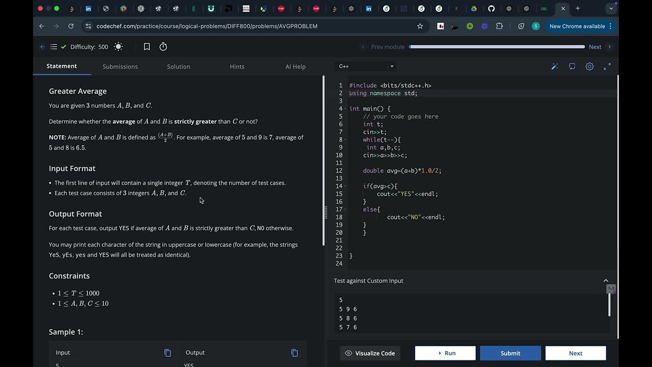 Codechef Problem-Greater Average - YouTube