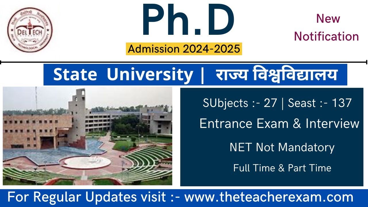 PhD admission 2024 | DTU PhD admission Notification 2024 | PhD ...