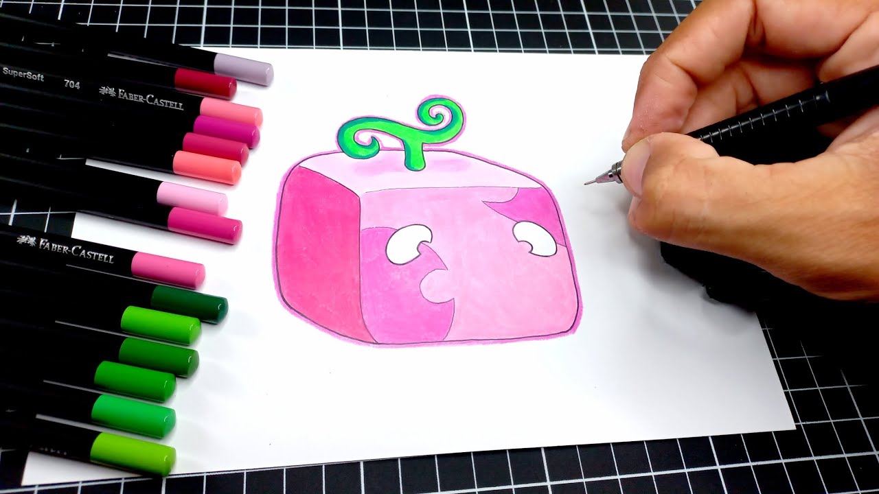 como DESENHAR a FRUTA BORRACHA de BLOX FRUITS - HOW TO DRAW RUBBER blox ...
