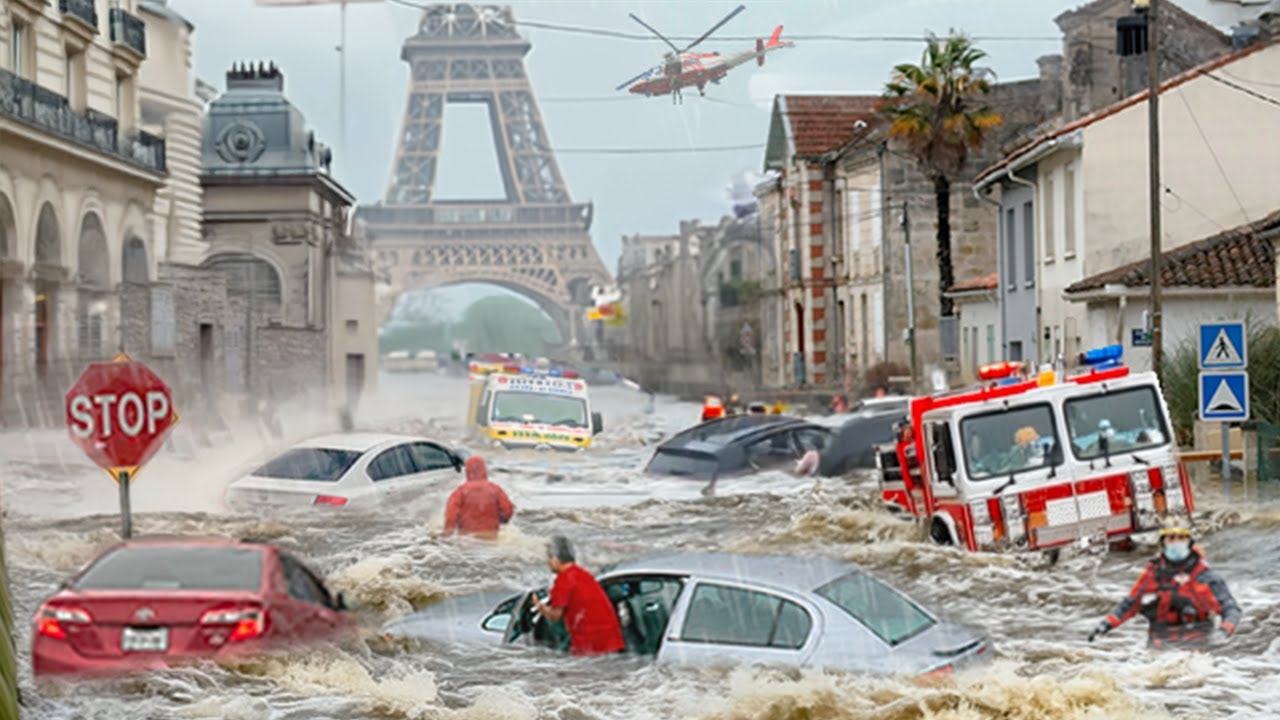 Chaos in Paris, France! Massive Hail Storm and Flood Hit the Capital ...
