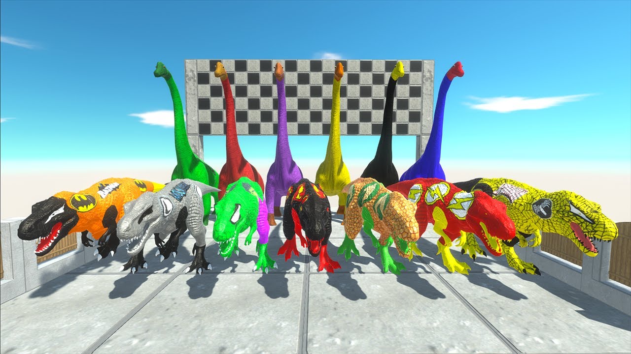 Brachiosaurus Duo T-rex Superheroes Dc Marvel Speed Race Championship ...