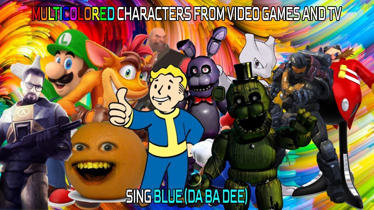 Multicolored Characters From Video Games and TV Sing Blue (Da Ba Dee ...