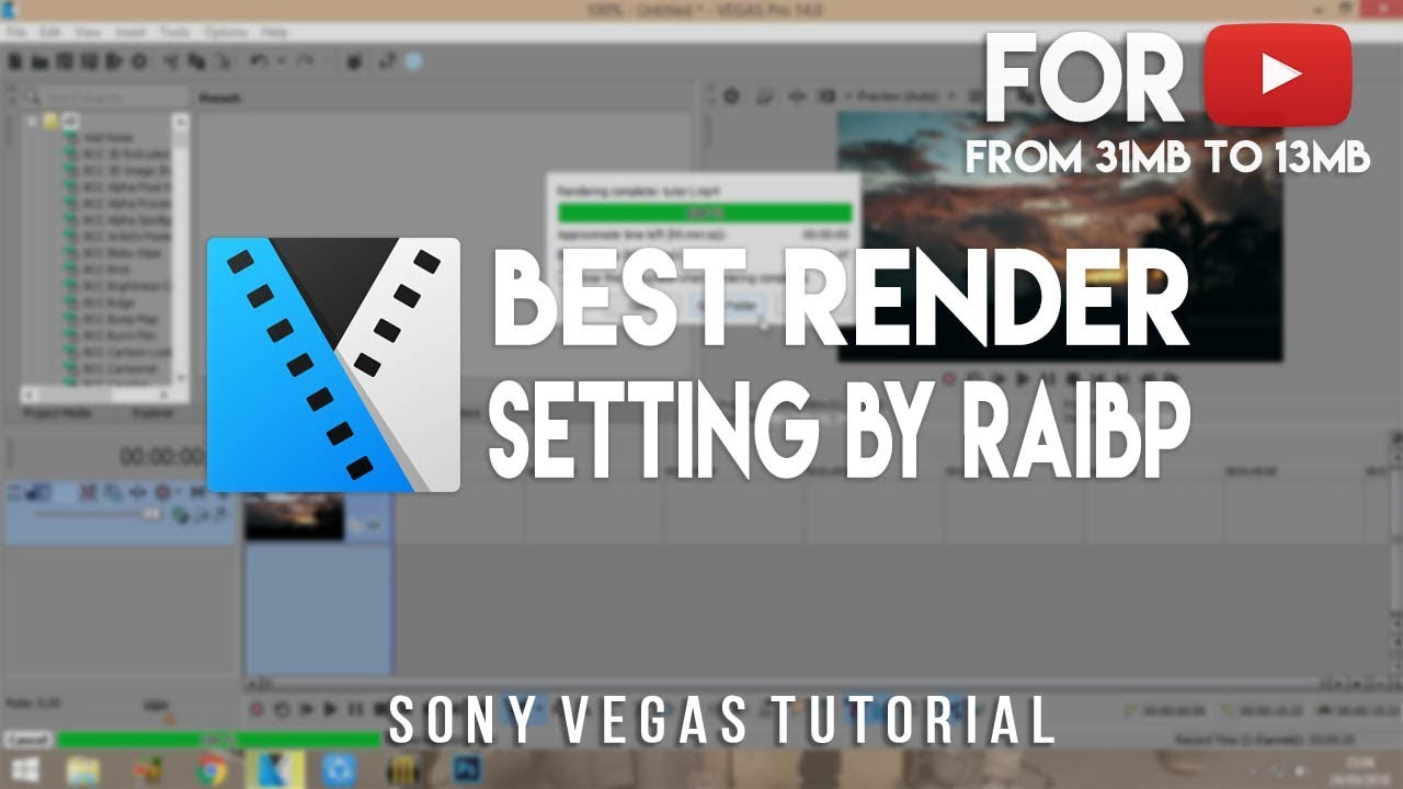 Dari 31,9MB Jadi 13MB |Best Render Setting Versi RaiBP [Vegas Pro ...