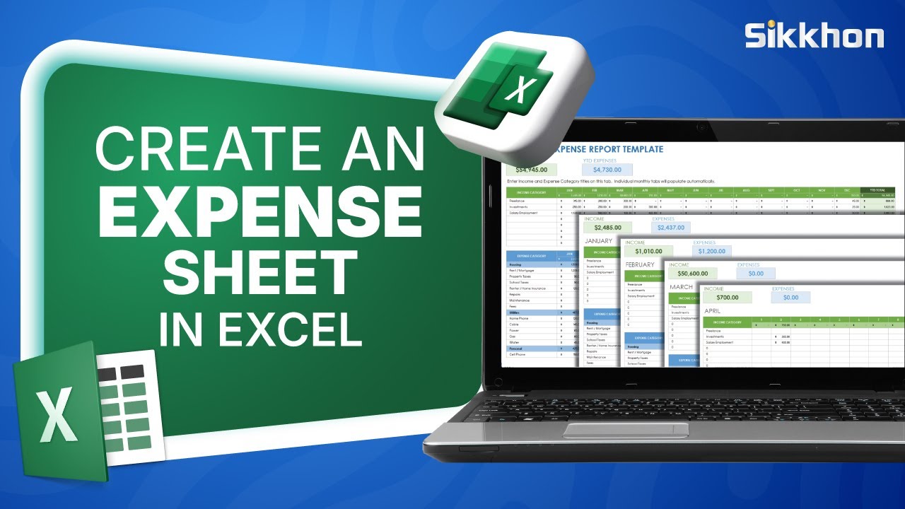 How to create an Expense sheet in Excel | English | Free | Sikkhon ...