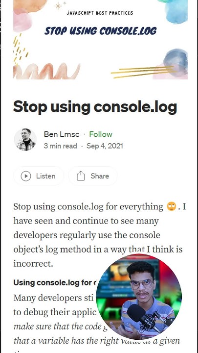 Stop using console.log #js #javascript #shorts #school4u #codingschool - YouTube