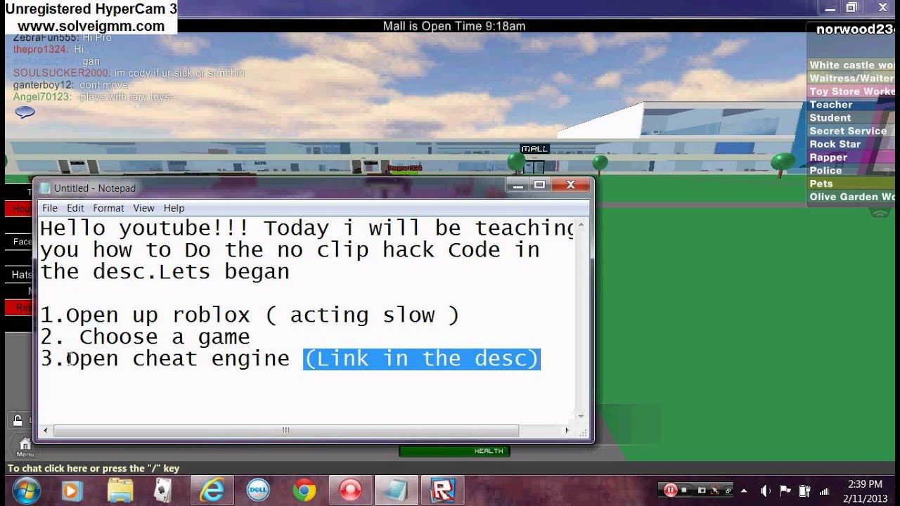How to do the Noclip hack on roblox 2013!! - YouTube
