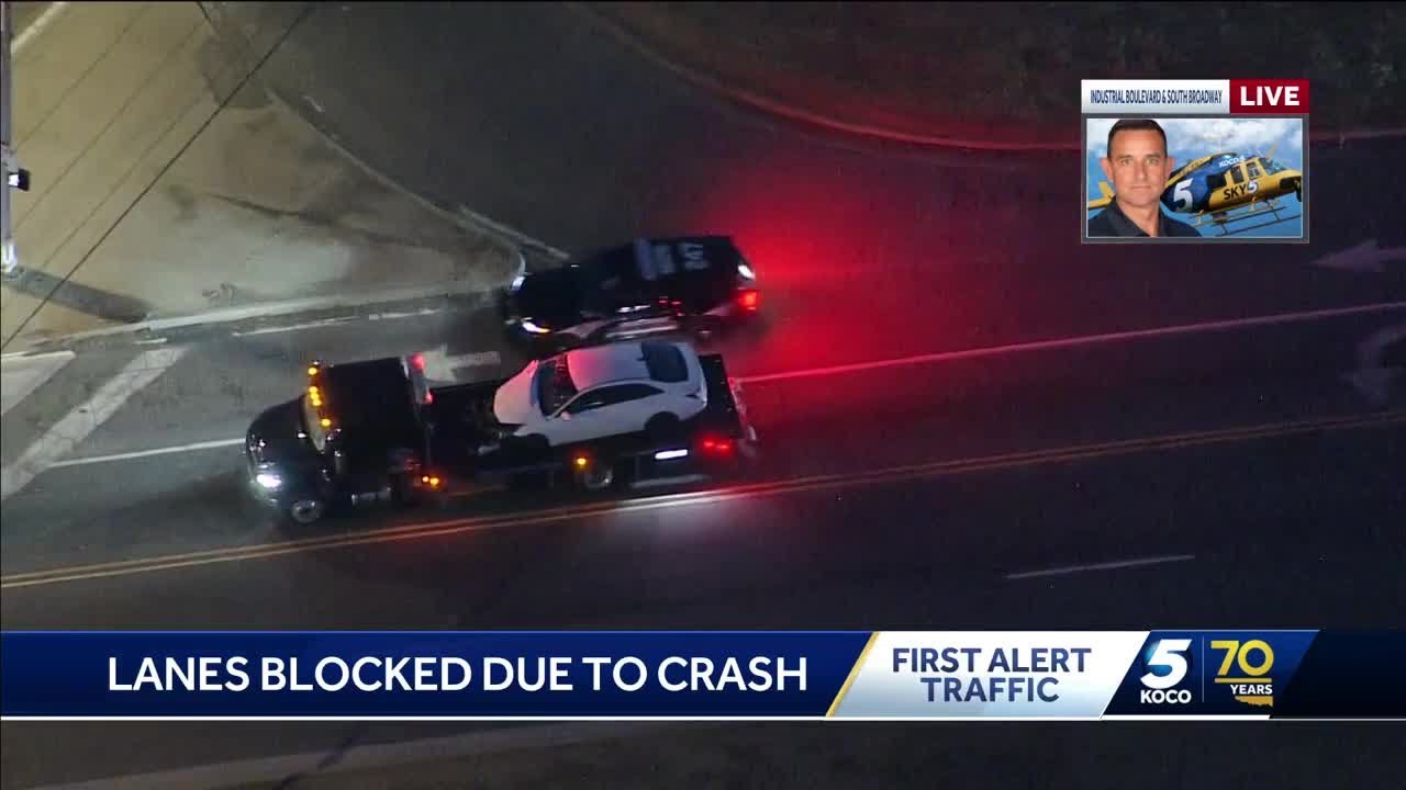 Car towed after crash involving dump truck in Moore - YouTube