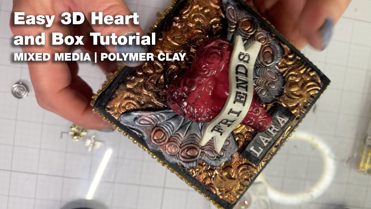 Polymer Clay 3D heart and tiled box - YouTube