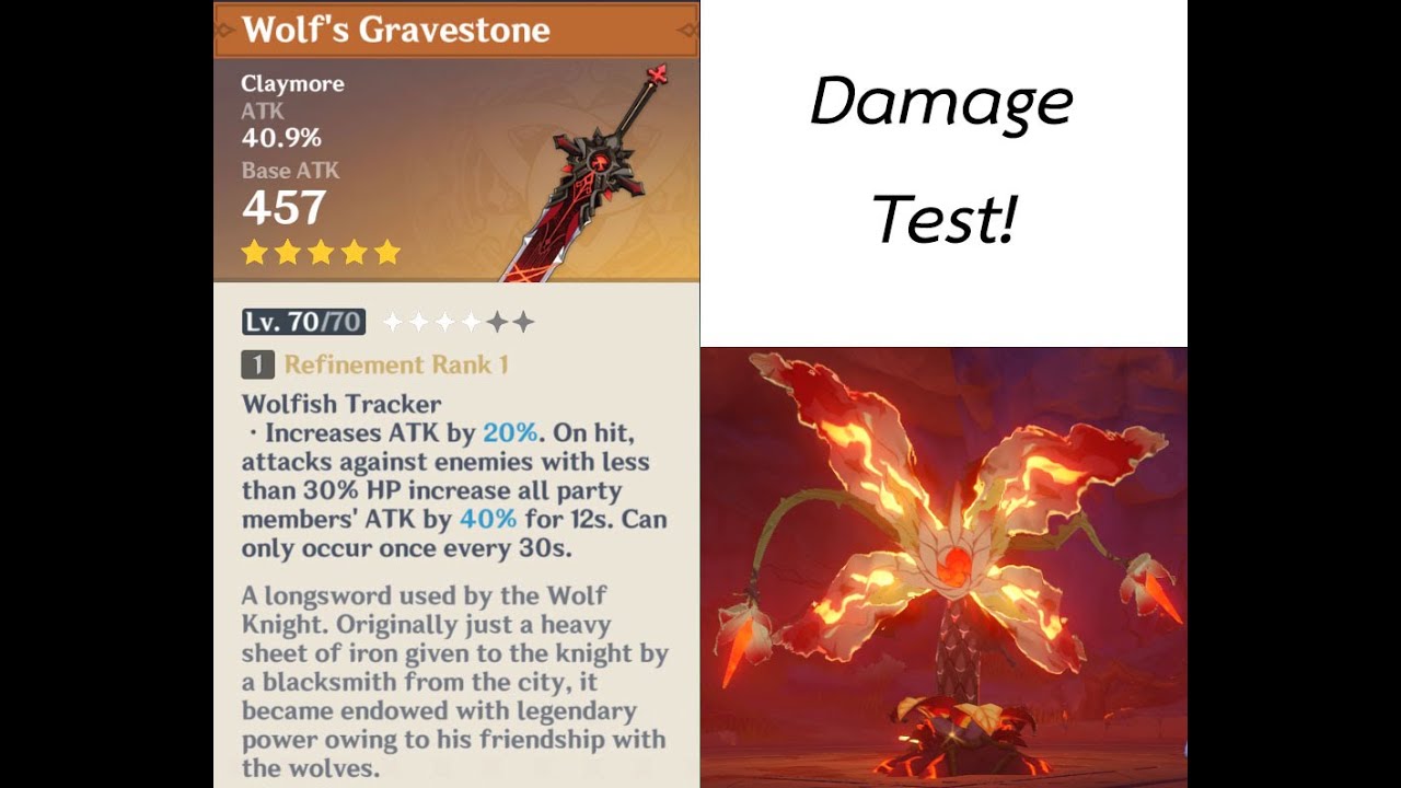 Genshin Impact : Test Wolf's Gravestone Lv. 70 - YouTube