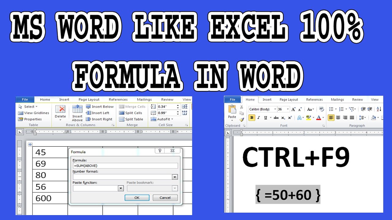 How to Use formula in Microsoft Word very easy do Counting ...