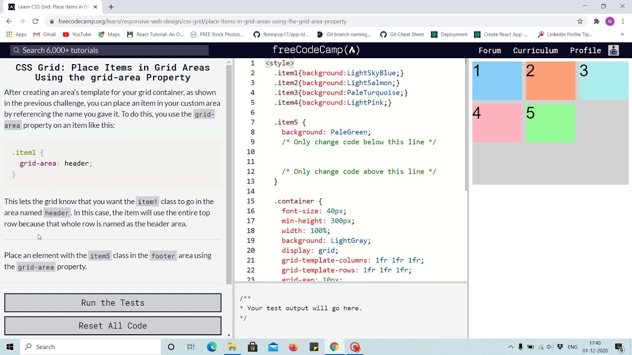 Tutorial 15 - using grid-area property to place items in grid - free ...