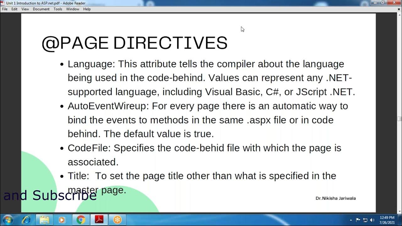 ASP.NET Lecture 30 (2) - @page Directives | Theory | Example | Hindi - YouTube