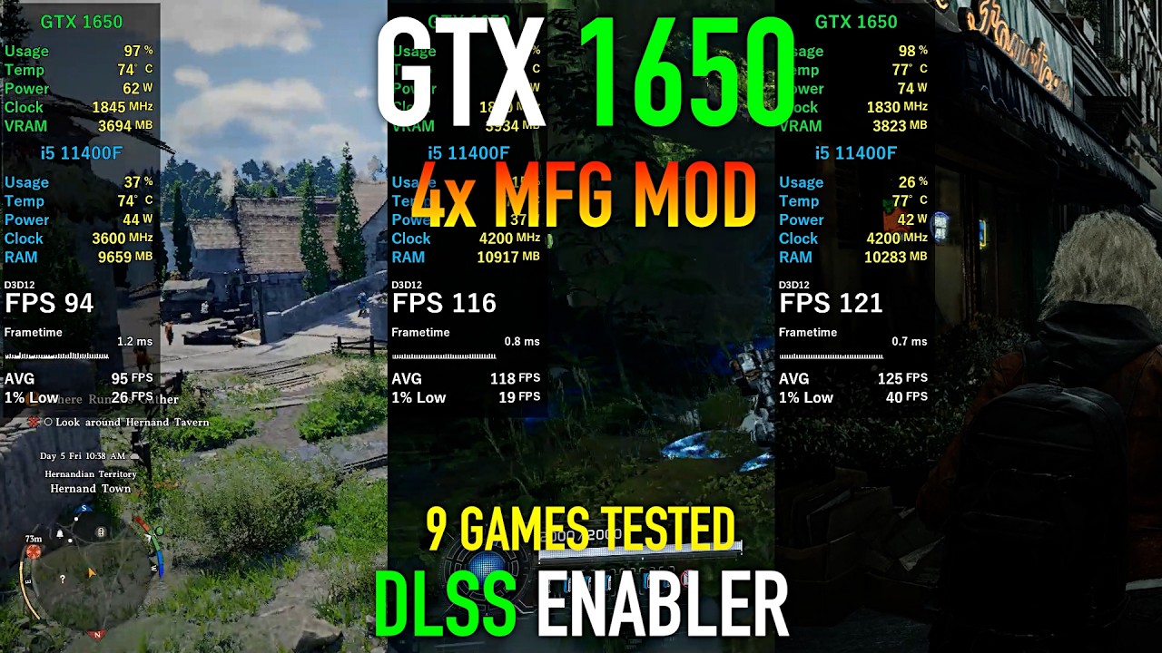 GTX 1650 - 4x Multi Frame Generation MOD - 9 Games Tested - YouTube