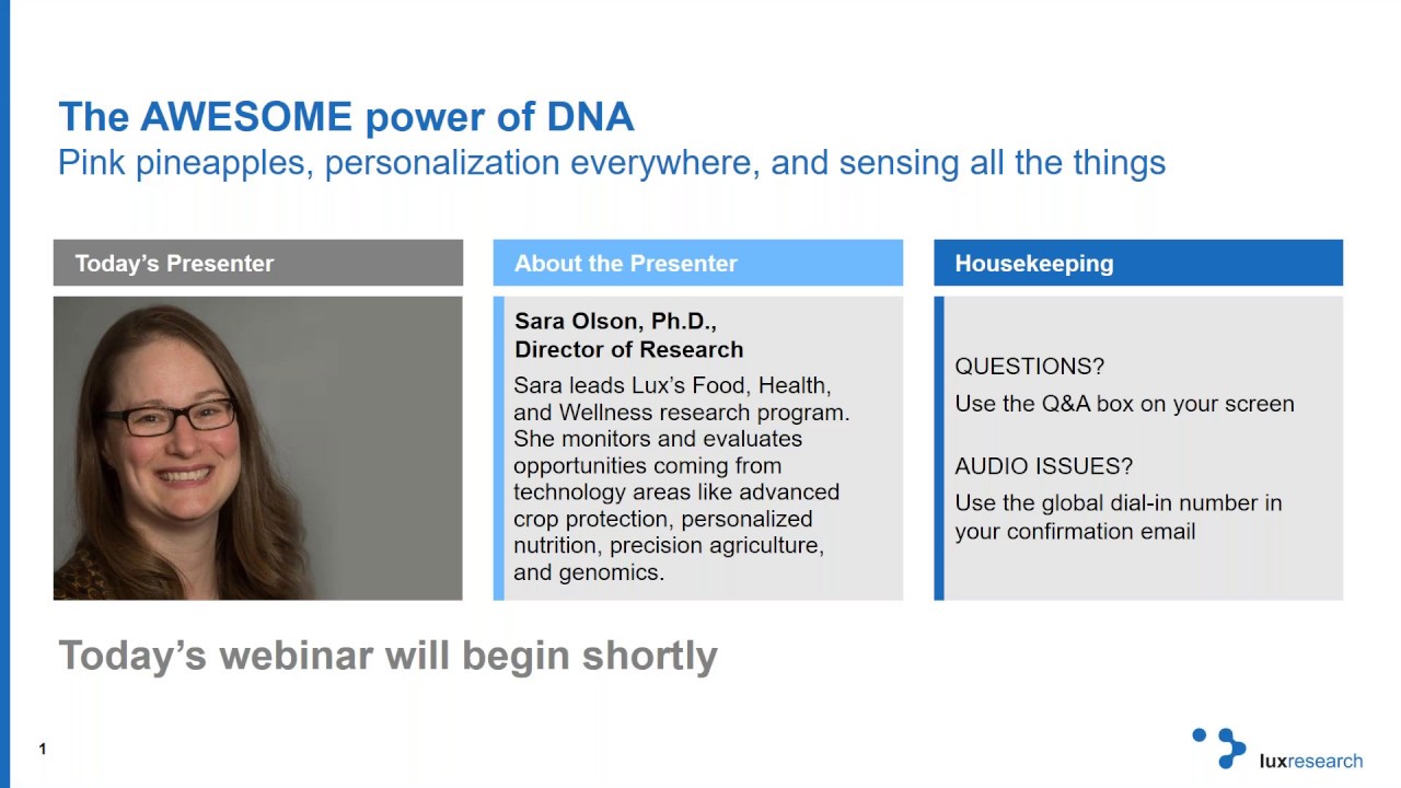 Lux Research: The Awesome Power of DNA Webinar - YouTube