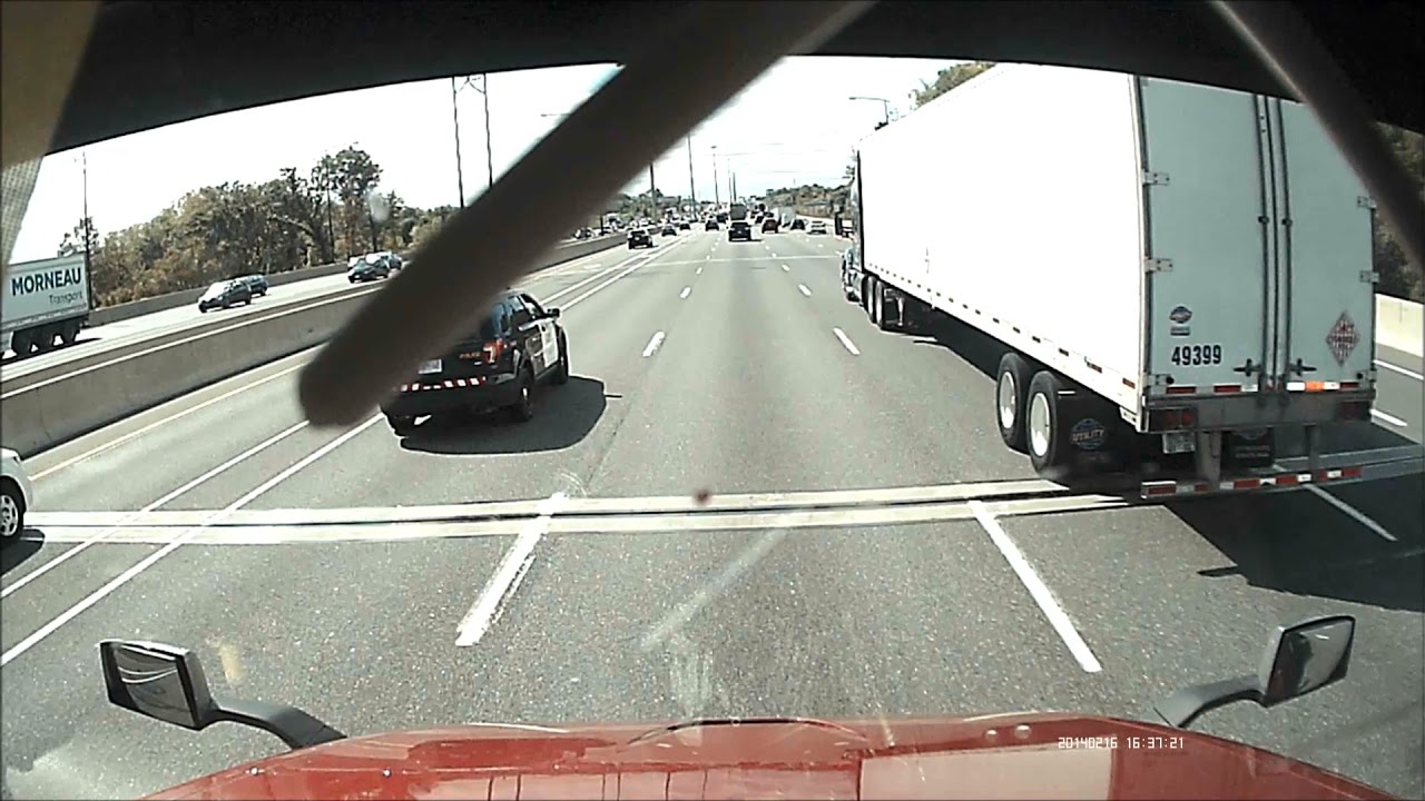 OPP rear ended another vehicle on the QEW in Oakville, ON - YouTube